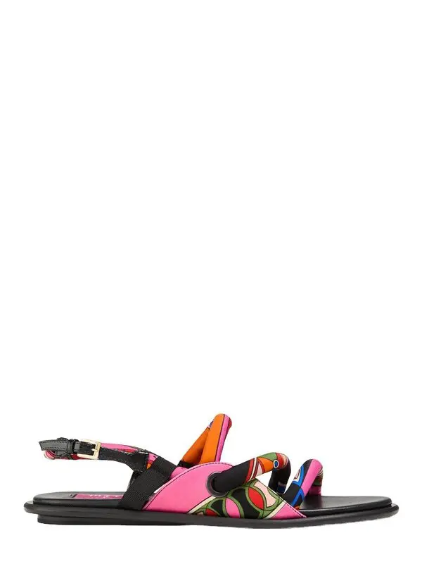 Emilio Pucci Printed Twill Slingback Sandals - Pink