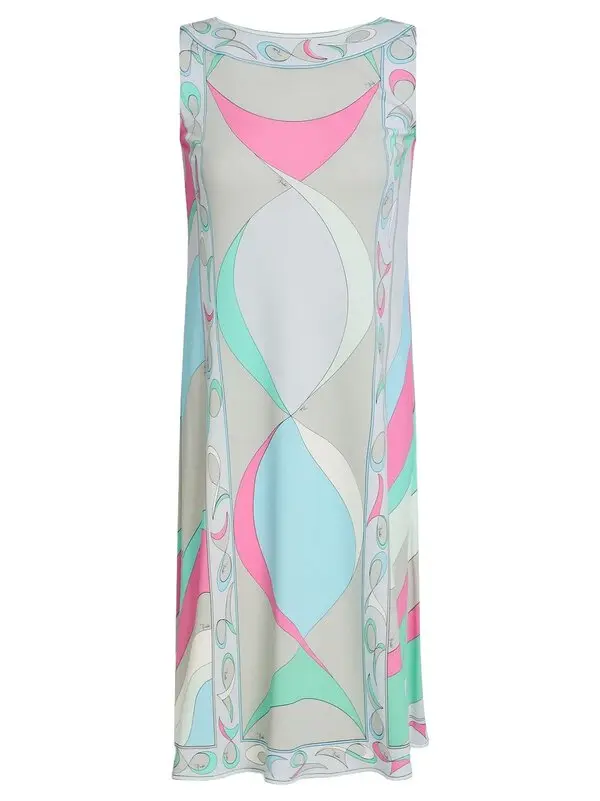 Emilio Pucci Printed Crepe Dress - Light Gray