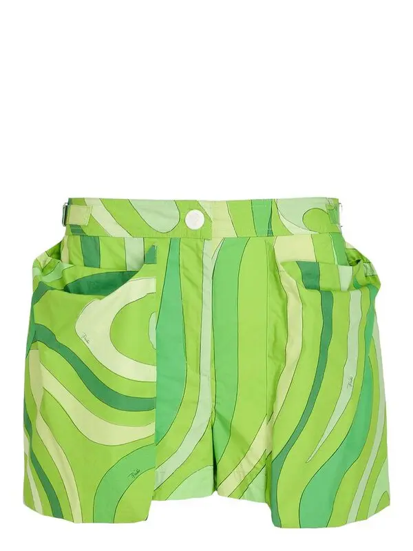 Emilio Pucci Printed High-rise Cotton Shorts - Leaf Green