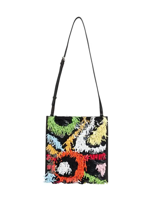 Emilio Pucci Fringed Sequin-embellished Satin Shoulder Bag - Black