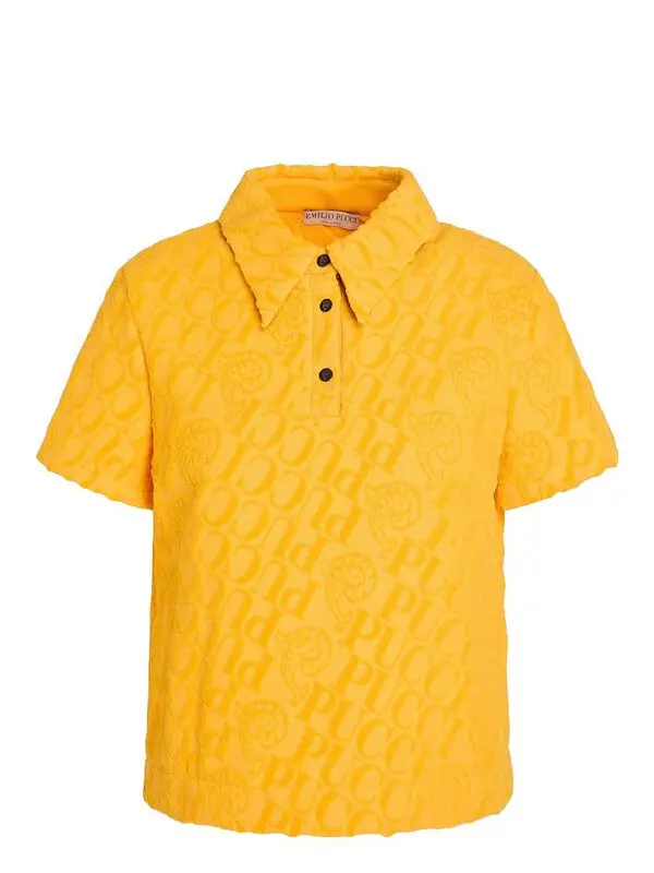 Emilio Pucci Cotton-terry Jacquard Polo Shirt - Marigold