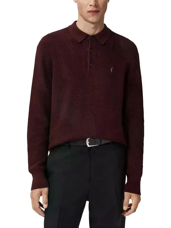 ALLSAINTS Button Polo Knitwear - Red