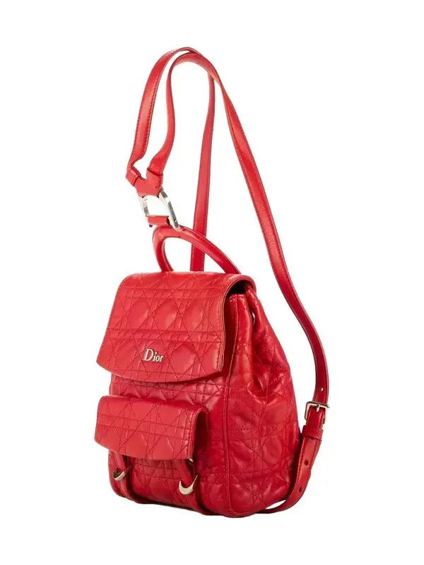 Dior Quilted Logo-plaque Backpack - Red