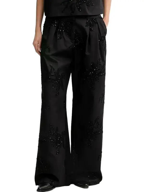 Munthe Embellished Wide Leg Trousers - Black