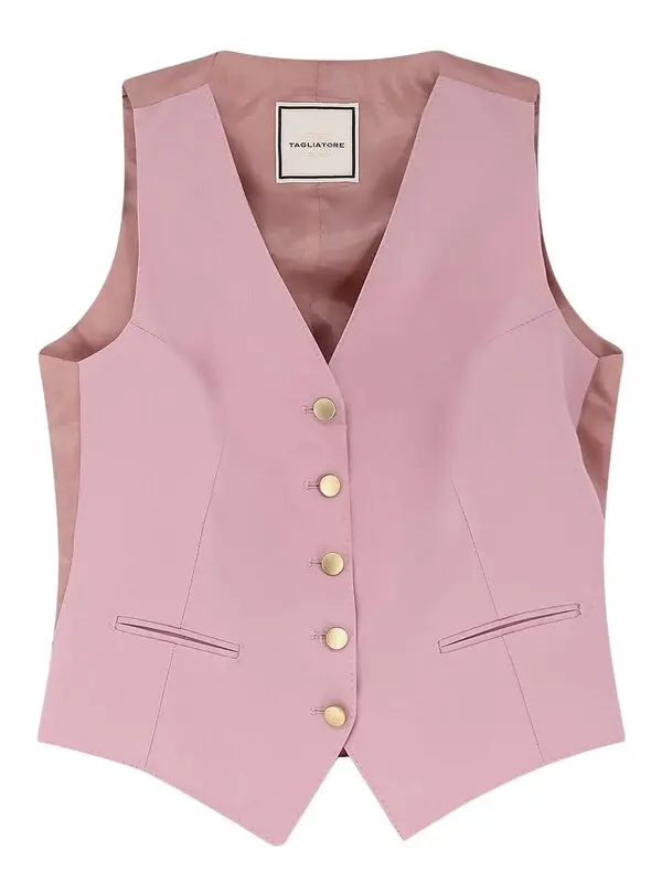 Tagliatore Stretch Virgin Wool Vest - Pink
