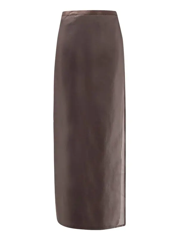 R2W Amora Linen Midi Skirt - Brown