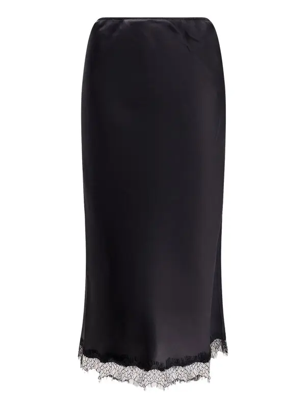 R2W Savia Silk Midi Skirt - Black