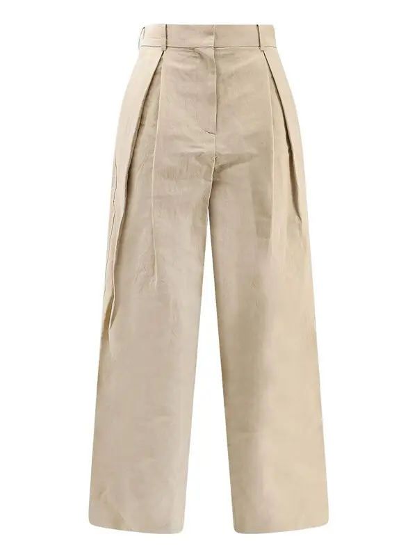 R2W Lumira Linen And Cotton Trousers - Beige