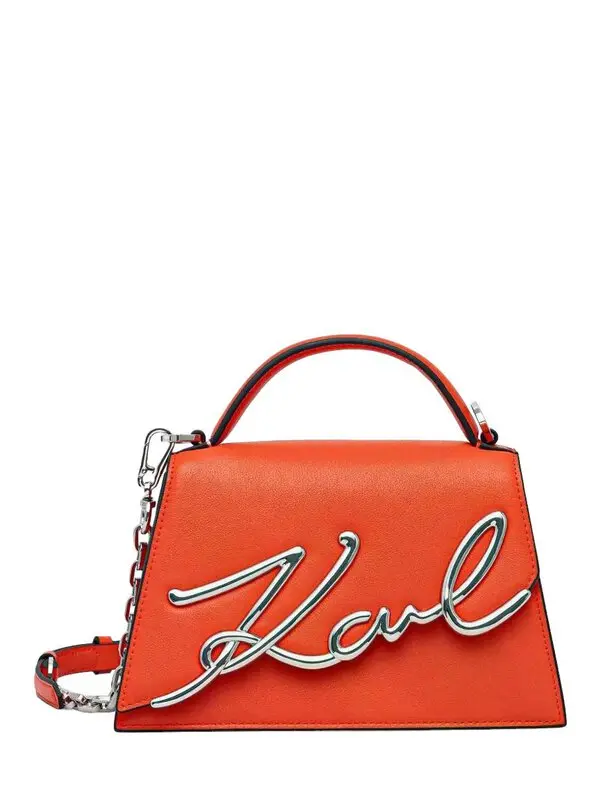 Karl Lagerfeld Logo Chain Satchel - Orange