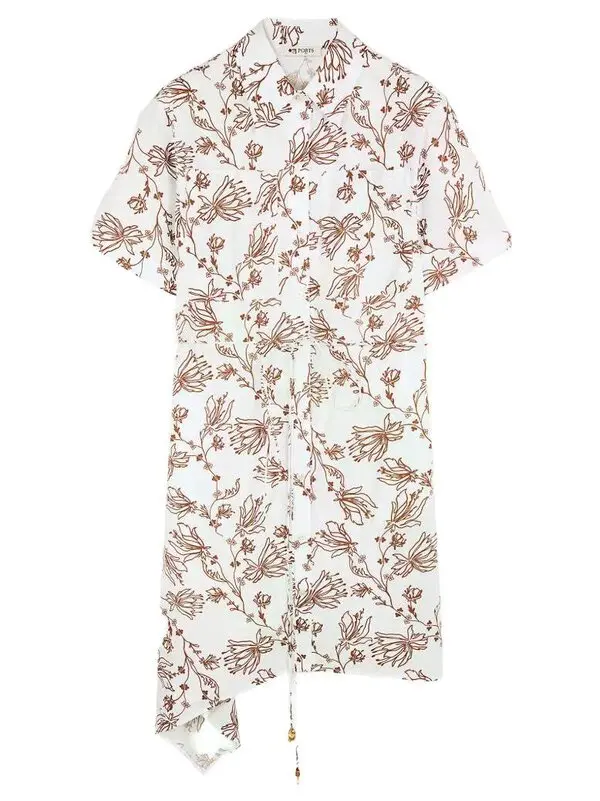 Ports 1961 Asymmetric Floral Midi Dress - White