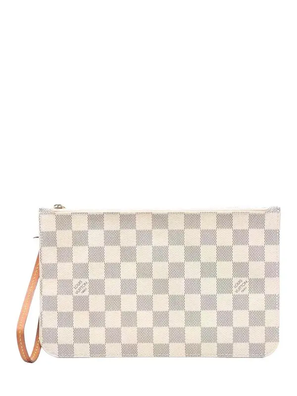 LOUIS VUITTON 2019 Damier Azur Neverfull Mm Pouch - White