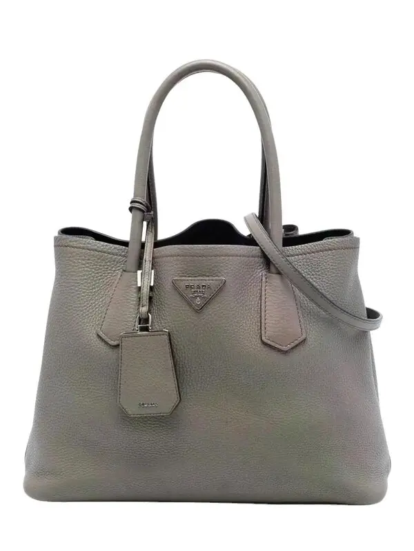Prada Vitello Daino Medium Satchel - Grey