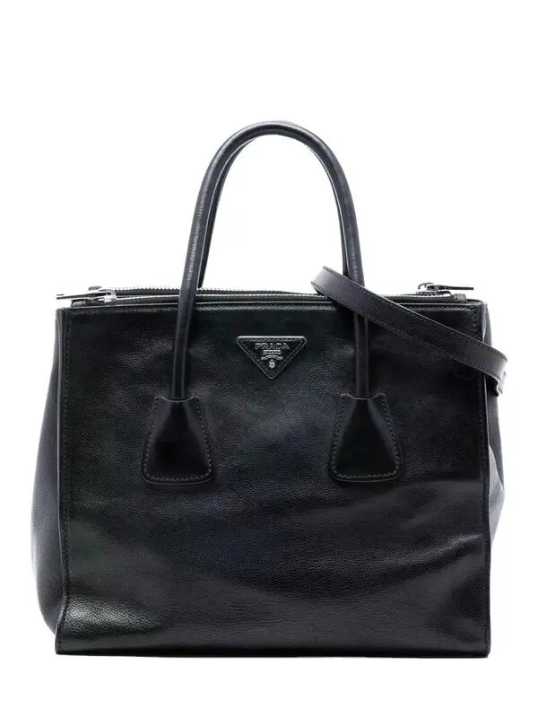 Prada Glace Calf Twin Pocket Satchel - Black