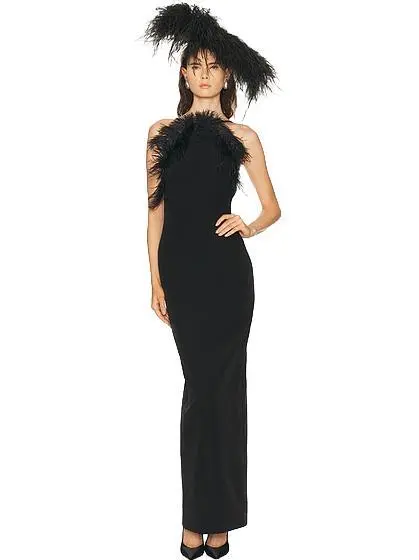 Attico Feather-trimmed Gown - Black