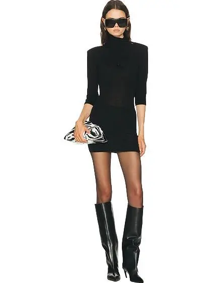 Attico Light Wool Mini Dress - Black