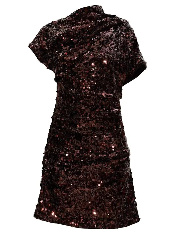 GANNI Sequin Mini Dress - Brown