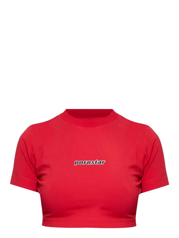 Vetements Printed Cropped T-shirt - Red
