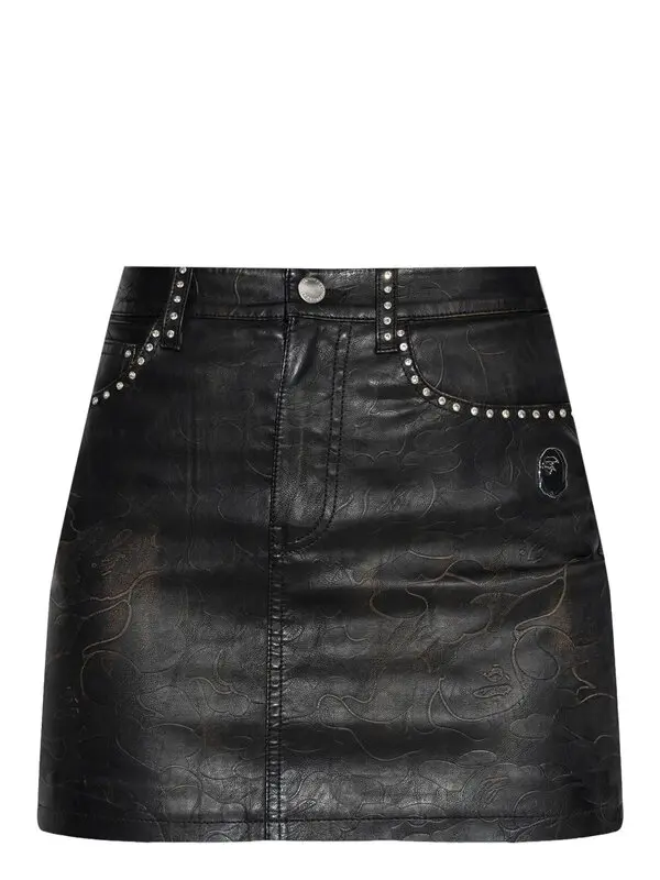 A BATHING APE Eco-leather Mini Skirt - Black
