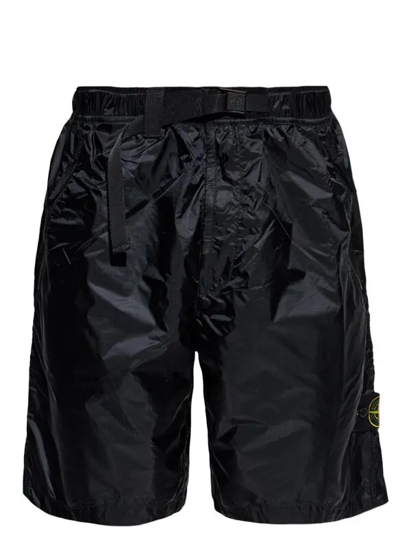 Stone Island Shorts With Logo Patch - Black