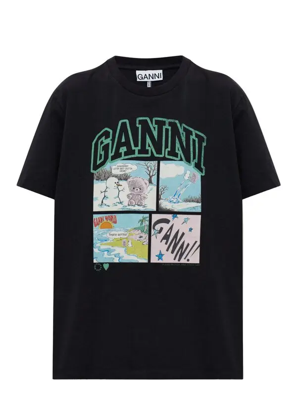GANNI T-shirt With Logo - Black