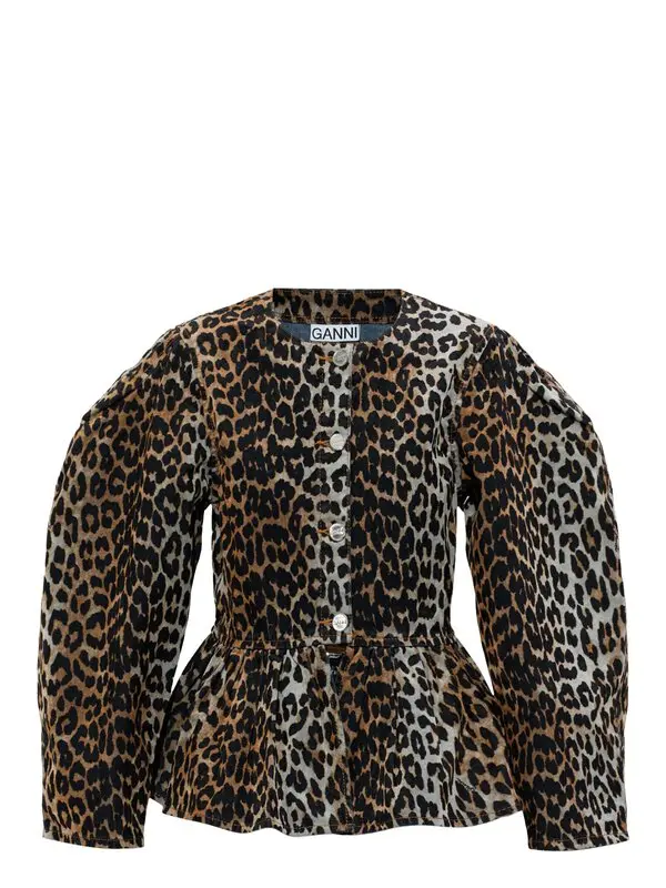 GANNI Animal Print Shirt - Brown