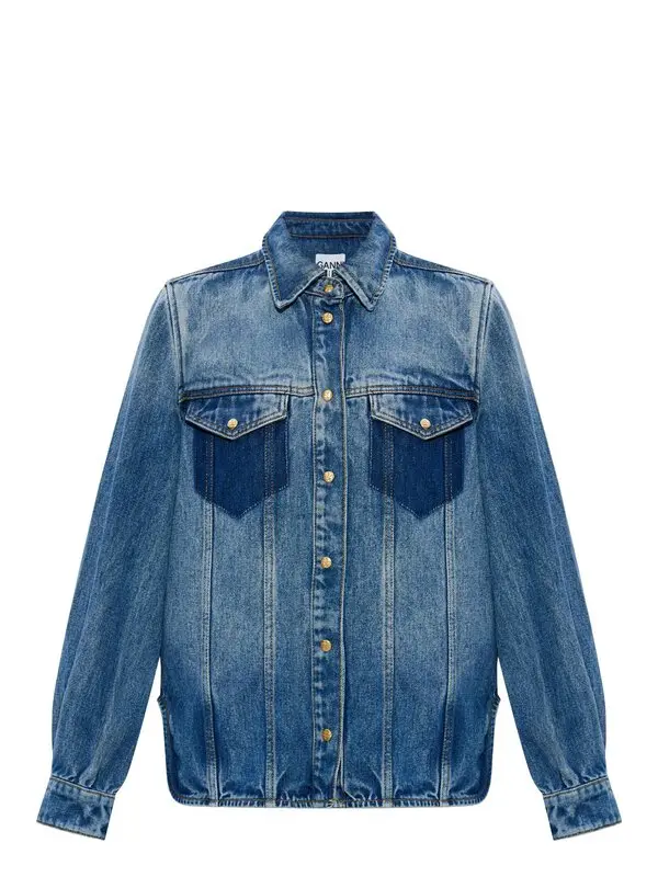 GANNI Lyocell Denim Shirt - Blue