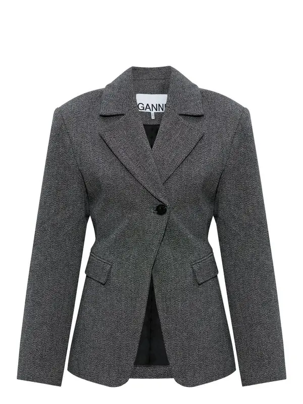 GANNI Blazer With Pockets - Grey