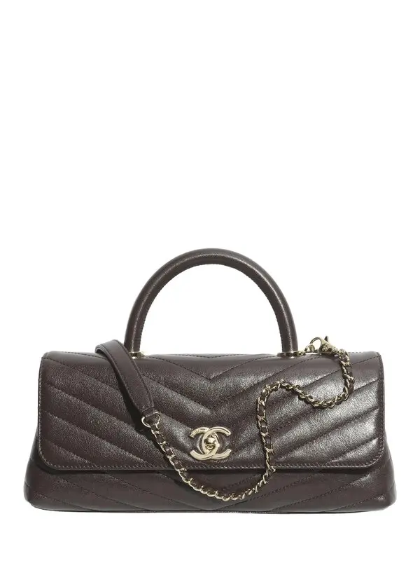 Chanel Maxi Flap Bag With Top Handle - Dark Brown