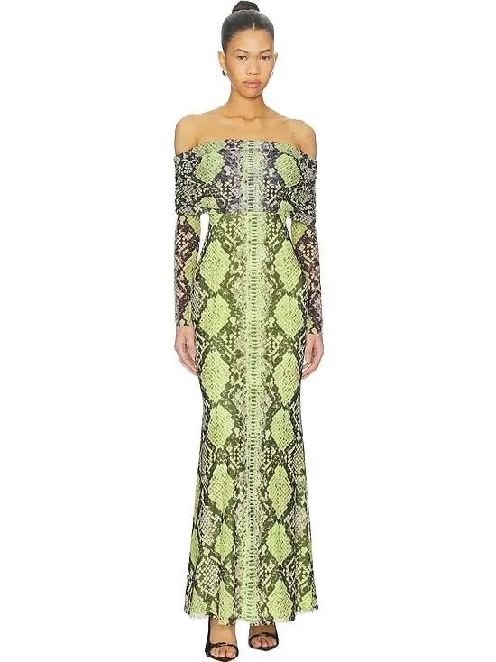 AFRM Thelma Dress - Lime Snake