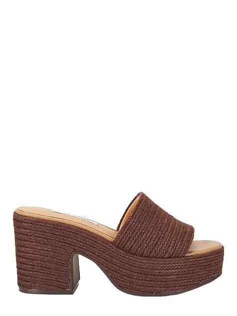 Steve Madden Trippy Raffia Platform Sandals - Brown