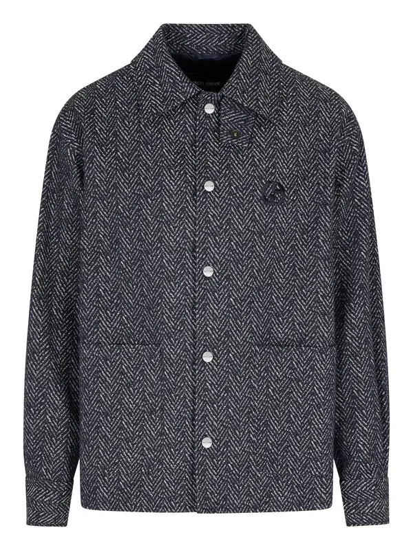 Giorgio Armani Jacquard Denim Shirt Jacket - Blue