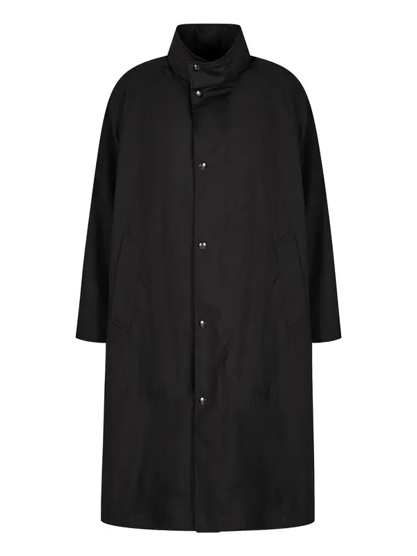 Giorgio Armani Wool And Silk Technical Canvas Trench Coat - Black
