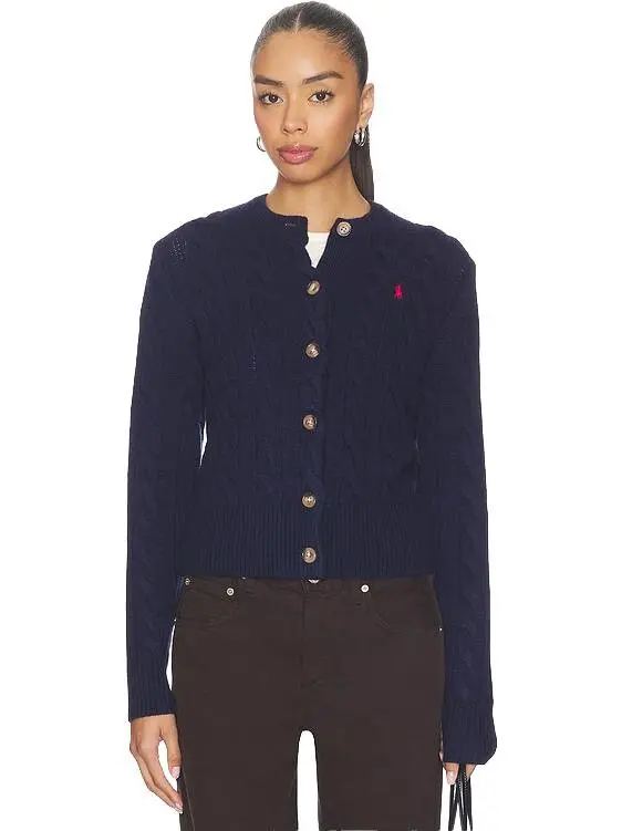 Polo Ralph Lauren Cable Knit Wool Cashmere Cardigan - Hunter Navy