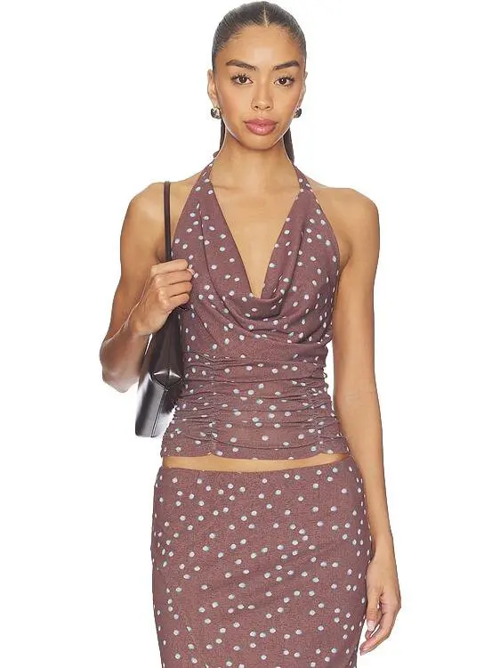 SOVERE / Delilah Top - Mocha Polka Dot