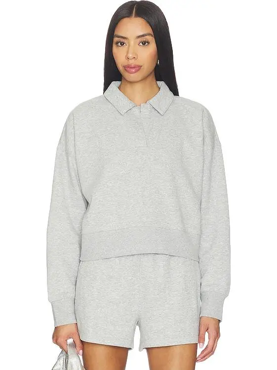 Beyond Yoga Luxefleece Collared Sweatshirt - Light Gray Heather