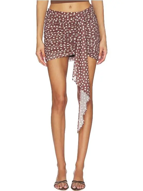 LOVERS AND FRIENDS Judith Mini Skirt - Chocolate Brown Polka Dot