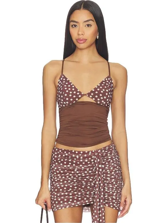 LOVERS AND FRIENDS Judith Top - Chocolate Brown Polka Dot