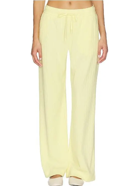 Beyond Yoga Breathe Easy Ribbed Wide Leg Pant - Yellow Swirl