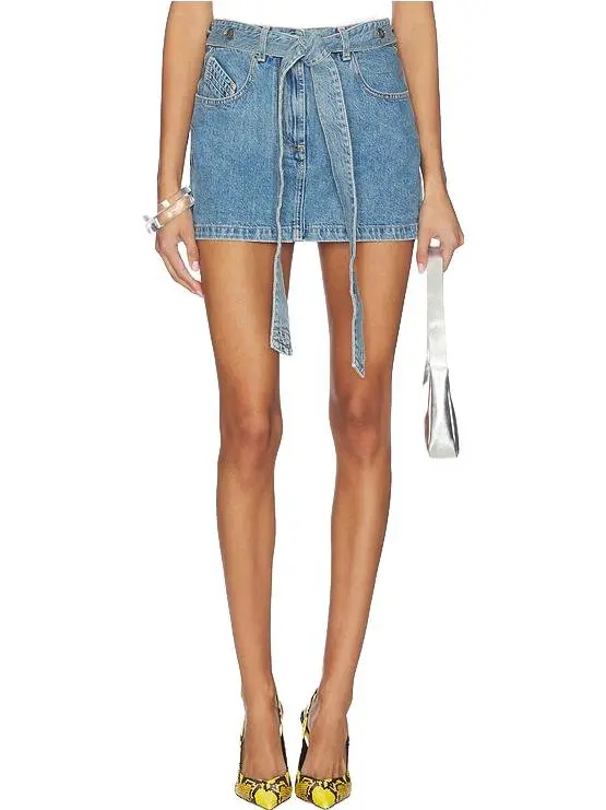 Attico Denim Mini Skirt - Sky Blue