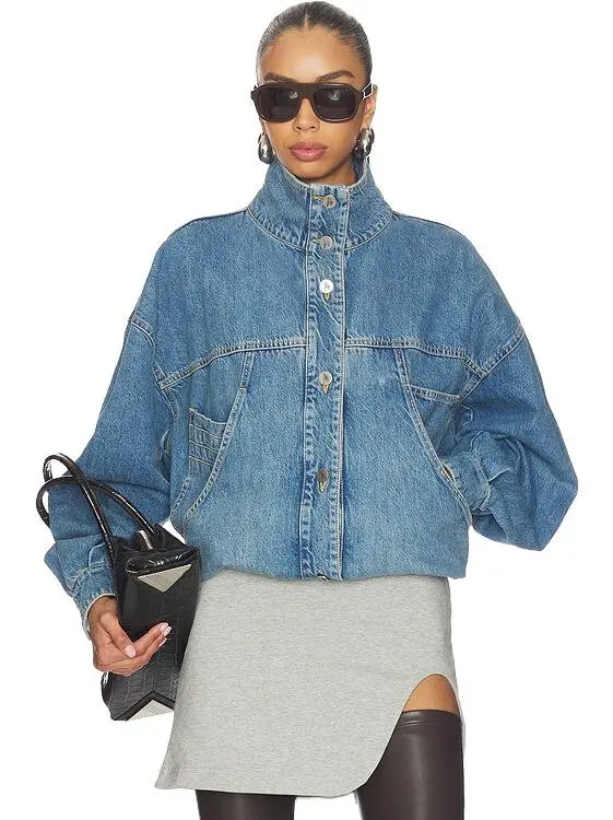 Attico Denim Bomber Jacket - Sky Blue
