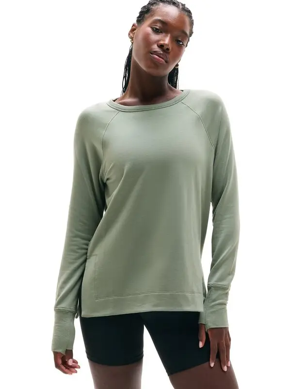 Athleta Brushed Crewneck Sweatshirt - Cacti