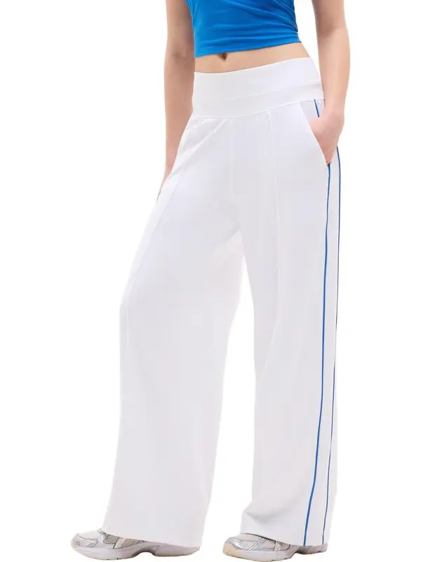 Athleta Venice High Rise Track Stripe Wide Leg Pant - White/breaker