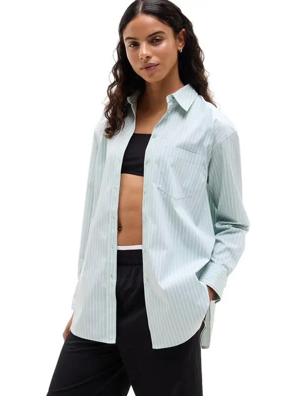 Athleta Midday Relaxed Poplin Shirt - Current/bright White