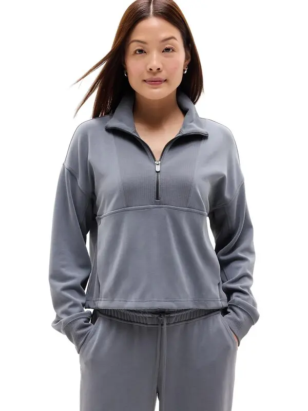 Athleta Seasoft Rib Quarter-zip Popover - Slate