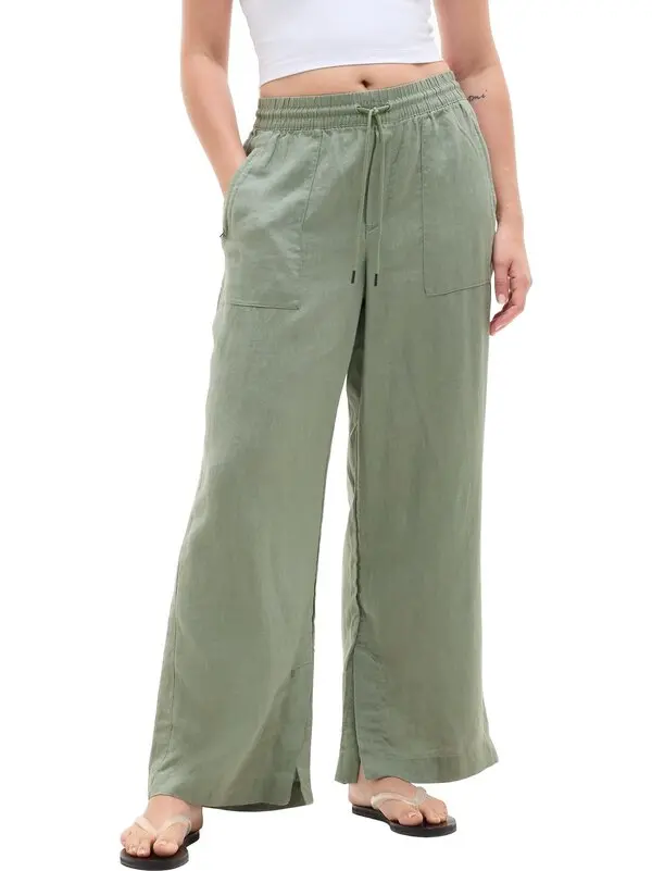 Athleta Retreat Linen High Rise Wide Leg Pants - Cacti