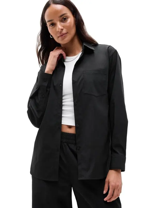Athleta Midday Relaxed Poplin Shirt - Black