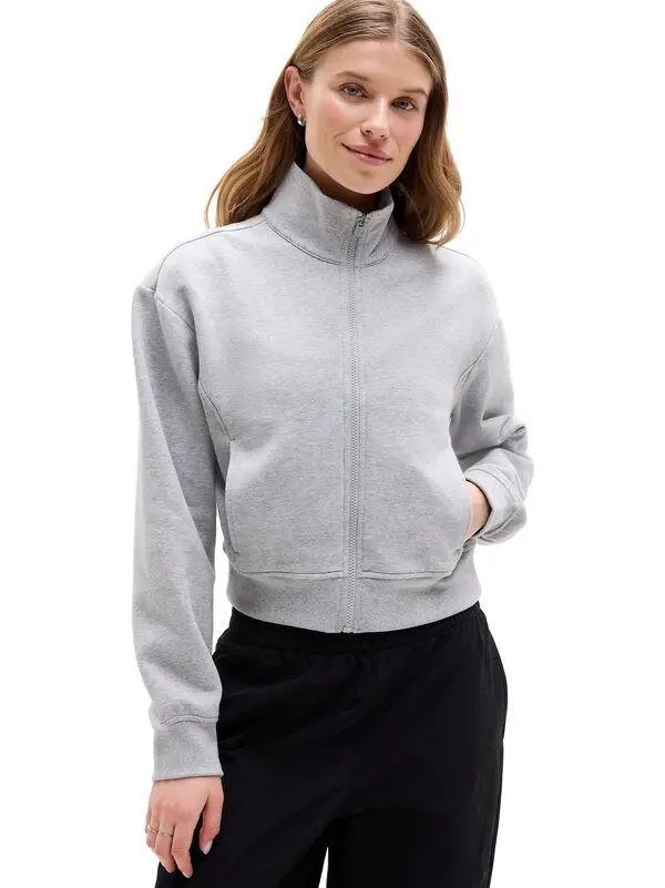 Athleta Fleece Track Jacket - Grey