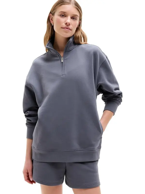 Athleta Forever Fleece 1/4 Zip Sweatshirt - Slate