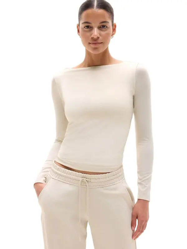 Athleta Bodymove Scoop Back Top - Bone