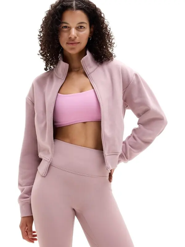 Athleta Fleece Track Jacket - Blush